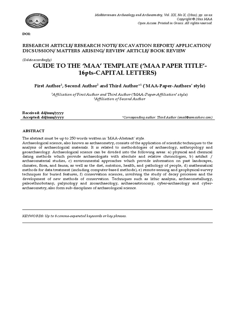 Guide To The Maa' Template ( Maa Paper Title'-16Pts-Capital Letters ...