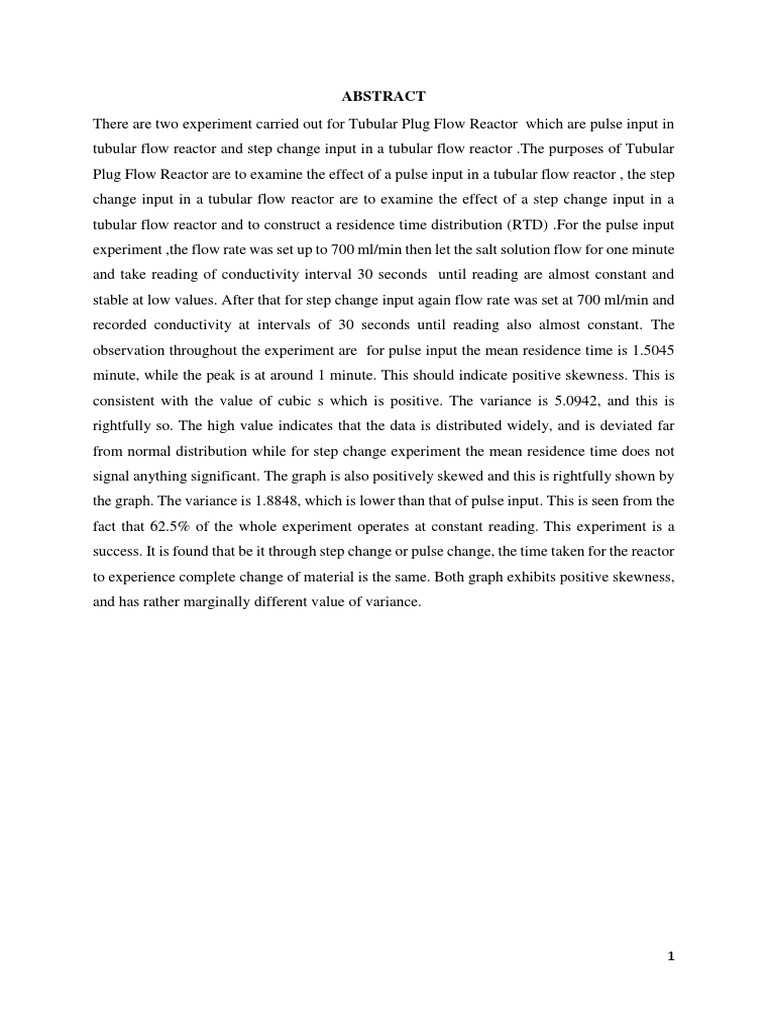 Tubular Flow Reactor Sample UiTM Lab Report | PDF | Reaction Rate ...
