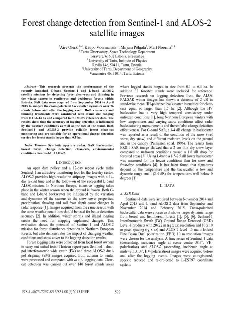 Forest Change Detection From Sentinel-1 and ALOS-2 Satellite Images ...