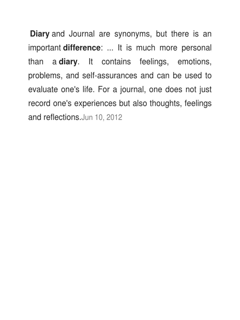 Diary and Journal Are Synonyms, But There Is An | PDF