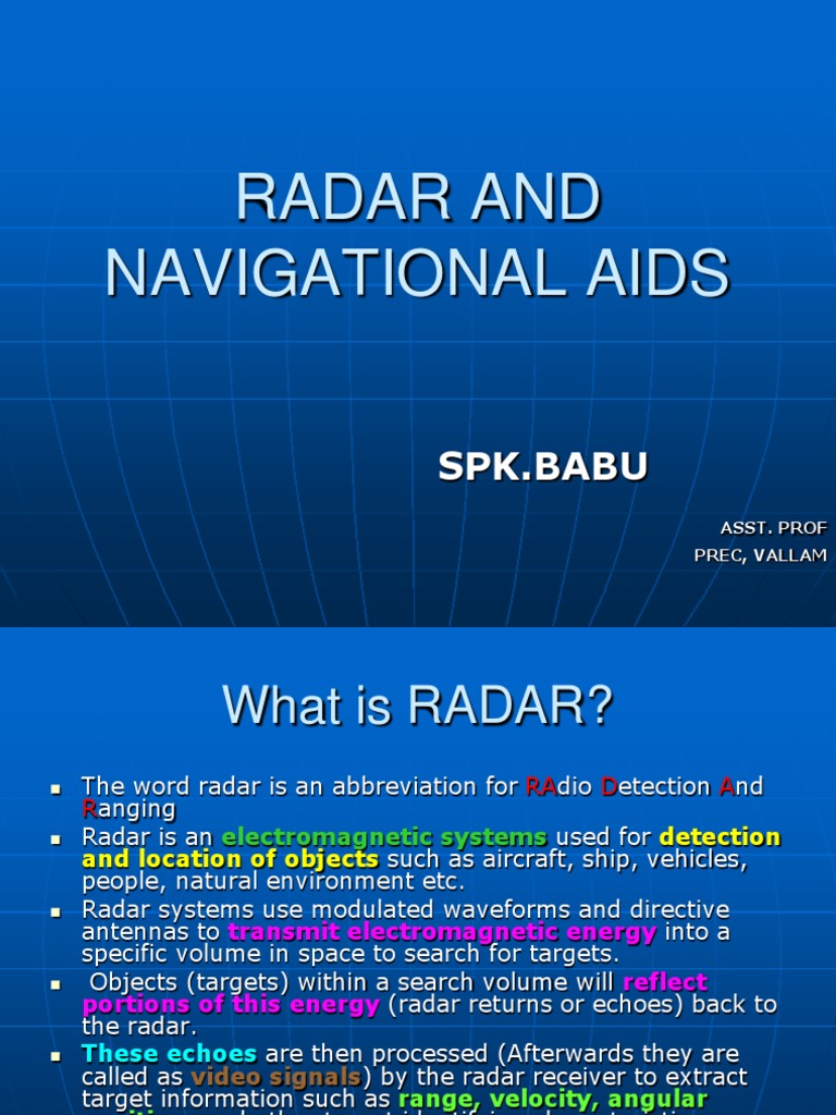 Radar and Navigational Aids: SPK - Babu | PDF | Radar | Transmitter