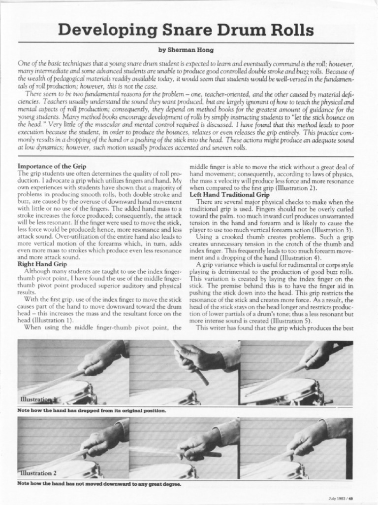 Developing Snare Drum Rolls - PN8307.49-52 | PDF | Rhythm | Thumb