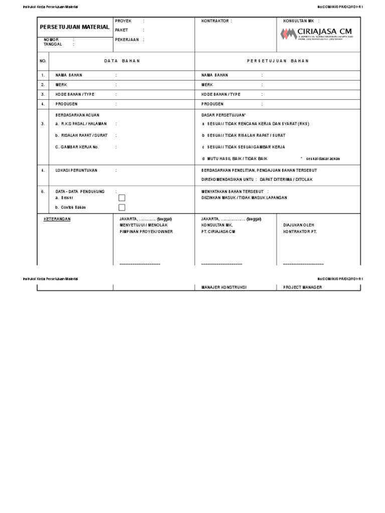 Form Persetujuan Material-Edit | PDF