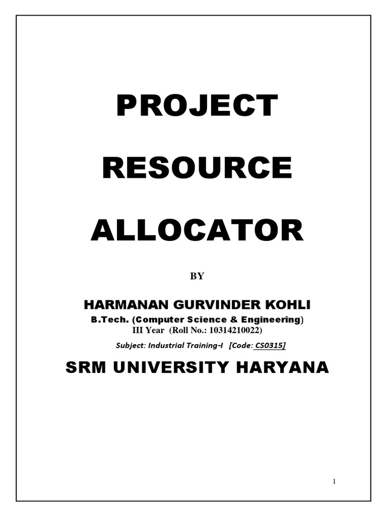 Project Resource Allocator Overview | PDF | Feasibility Study | Software Development