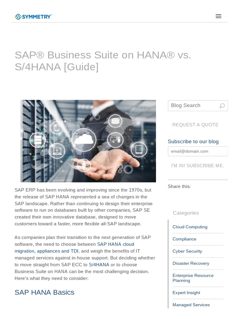 SAP Business Suite On HANA Vs S4 HANA | PDF | Sap Se | Enterprise Resource Planning