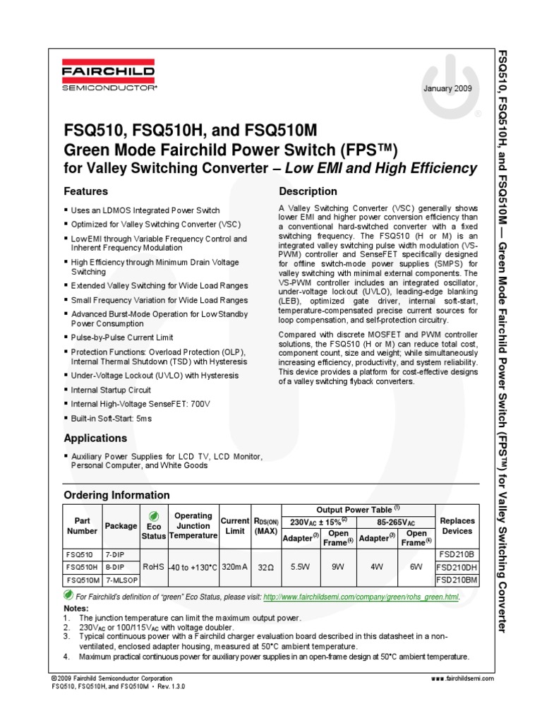 FS FSQ510 | PDF | Power Supply | Electric Power