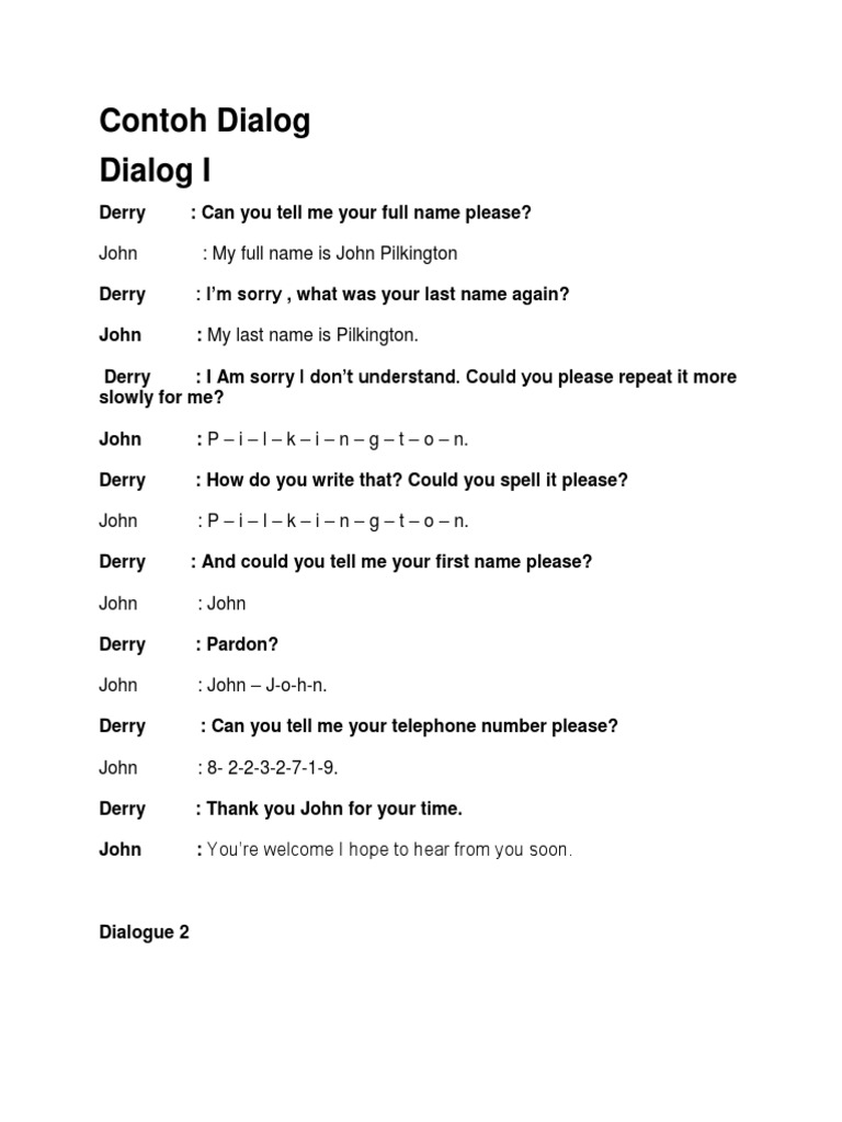 Contoh Dialog | PDF