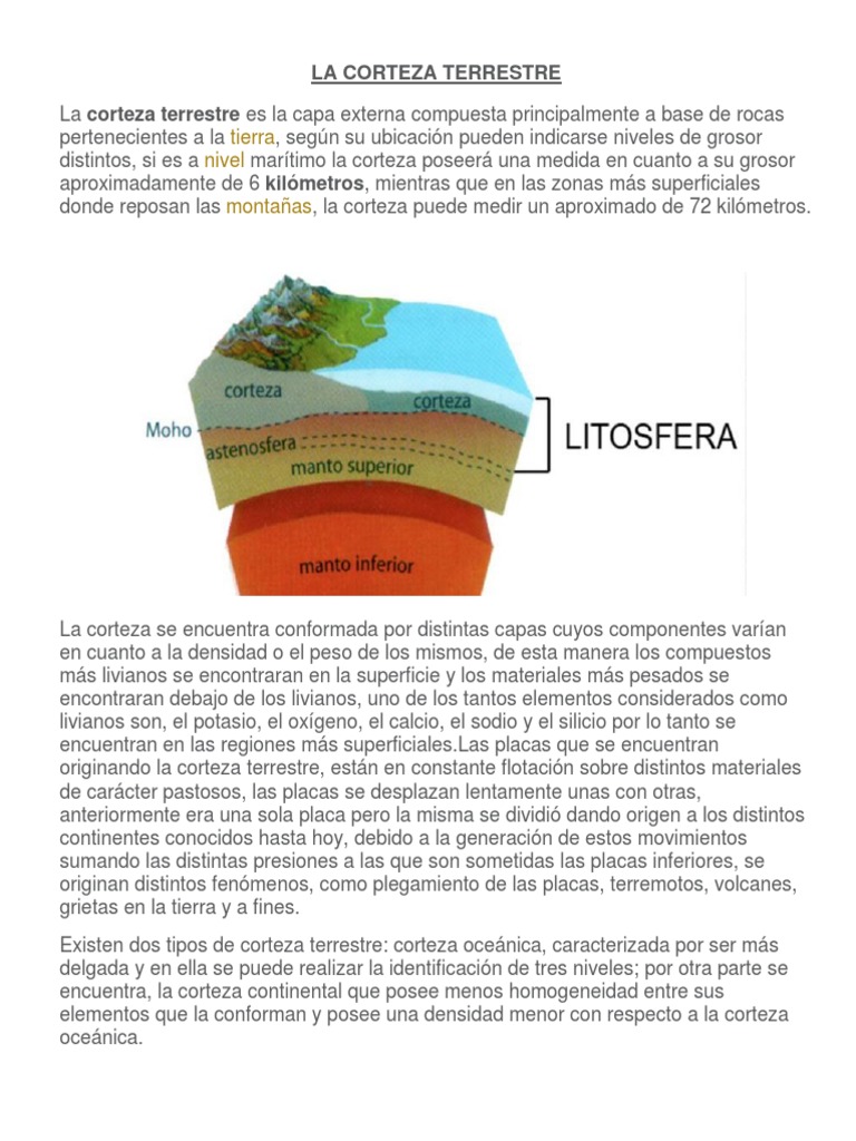Corteza Terrestre y Procesos Geológicos | PDF | Corteza (Geología ...