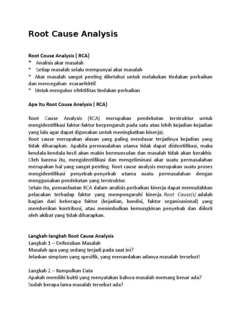 Pengertian Analisis Root Cause | PDF