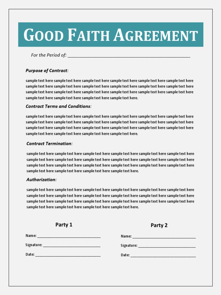 Good Faith Agreement | PDF