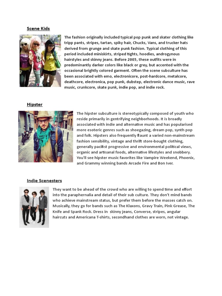 Scene Kids: Indie Scenesters | PDF | Musical Subgenres | Musical ...