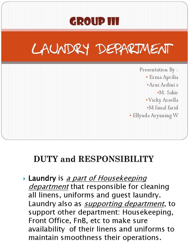 The Laundry Process: An Overview of Laundry Operations, Sections ...