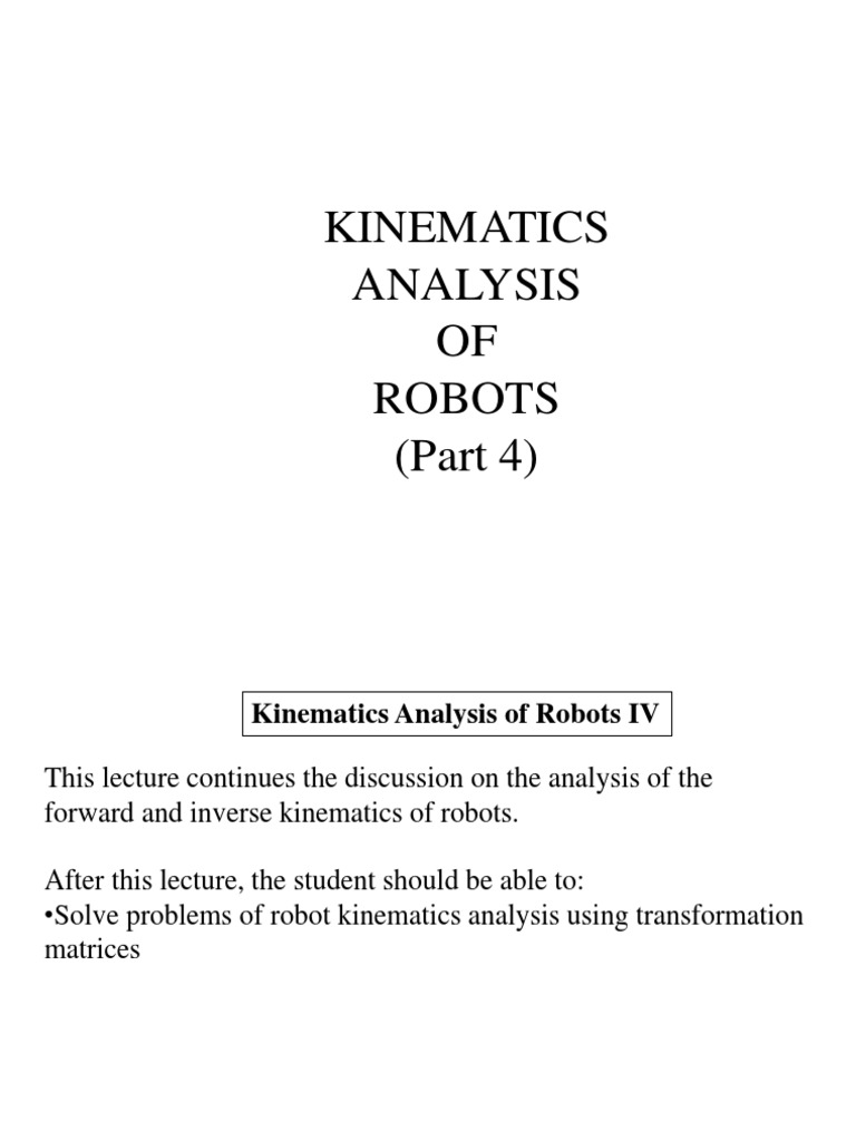 Kinematics Analysis OF Robots (Part 4) | PDF | Trigonometric Functions ...