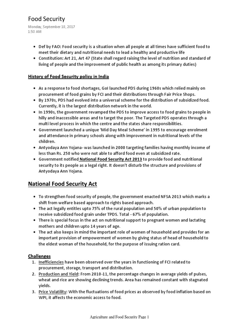 History of Food Security Policy in India | PDF | Food Security ...