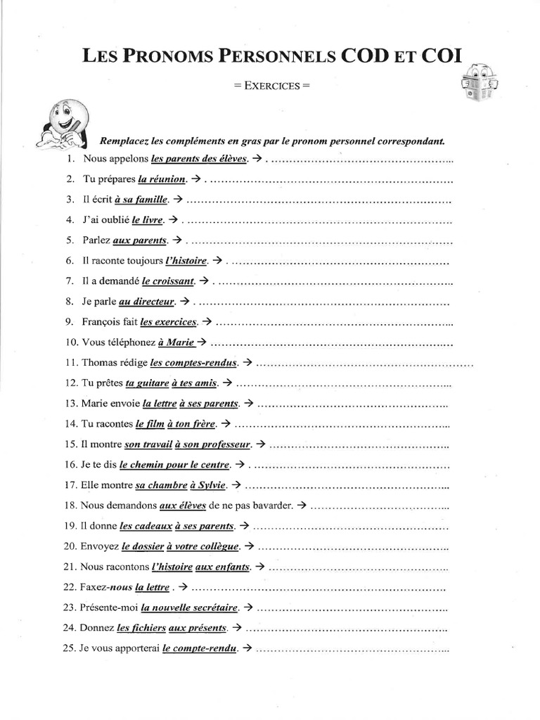 Les pronoms COD et COI