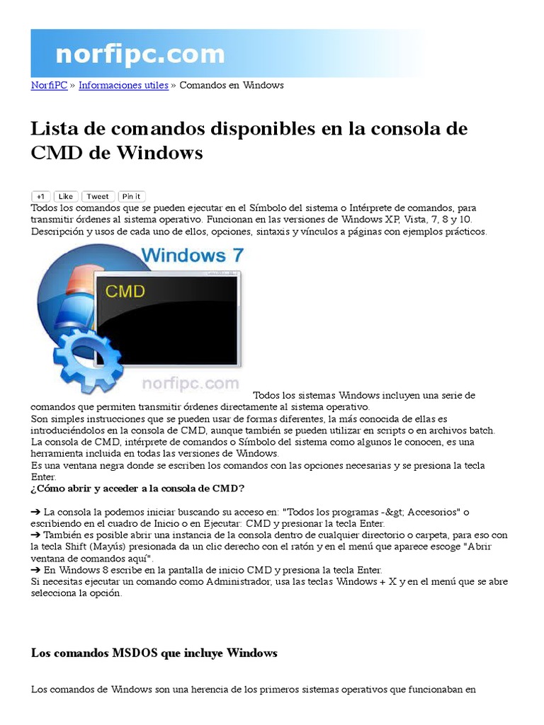 Comandos y acceso a CMD en Windows | PDF | Interfaz de línea de comando ...