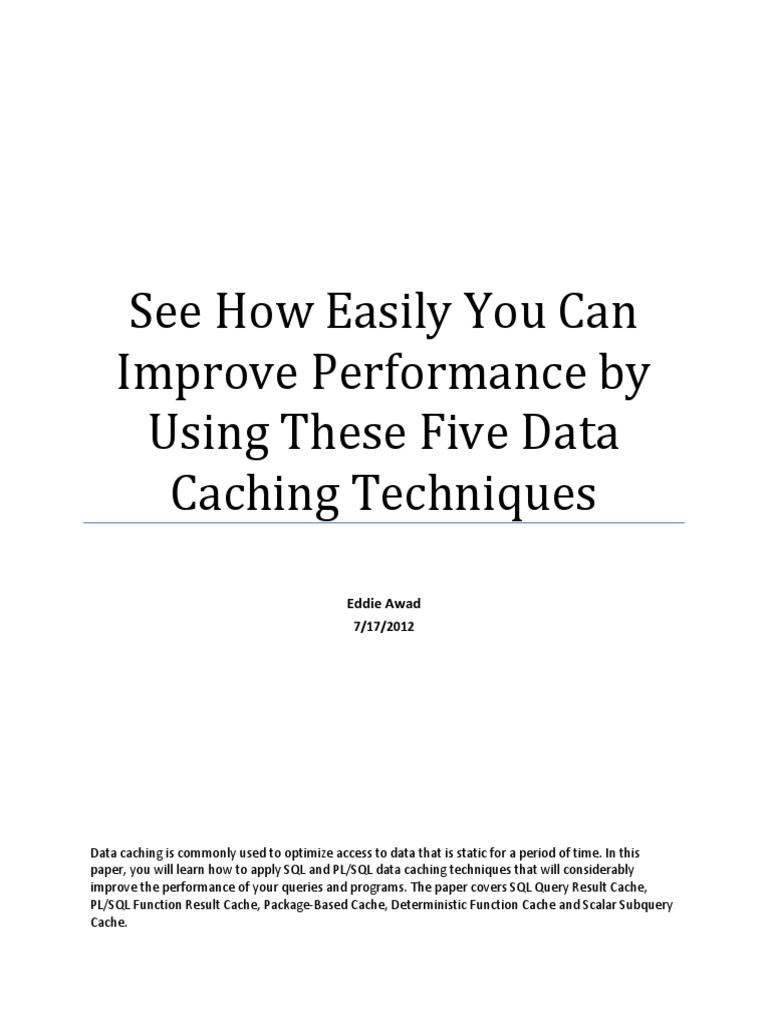See How Easily You Can Improve Performance by Using These Five Data Caching Techniques | PDF ...
