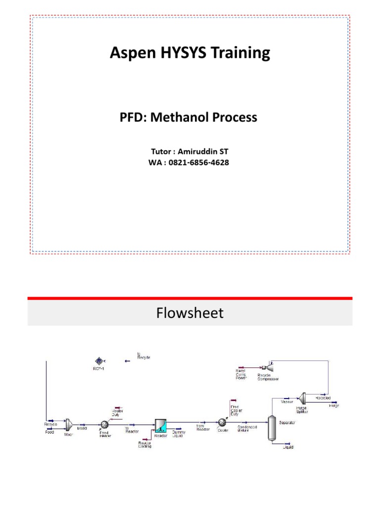 Aspen HYSYS Methanol Process Training | PDF