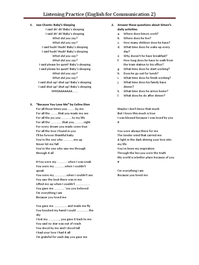 Listening Practice (Week 9) | PDF