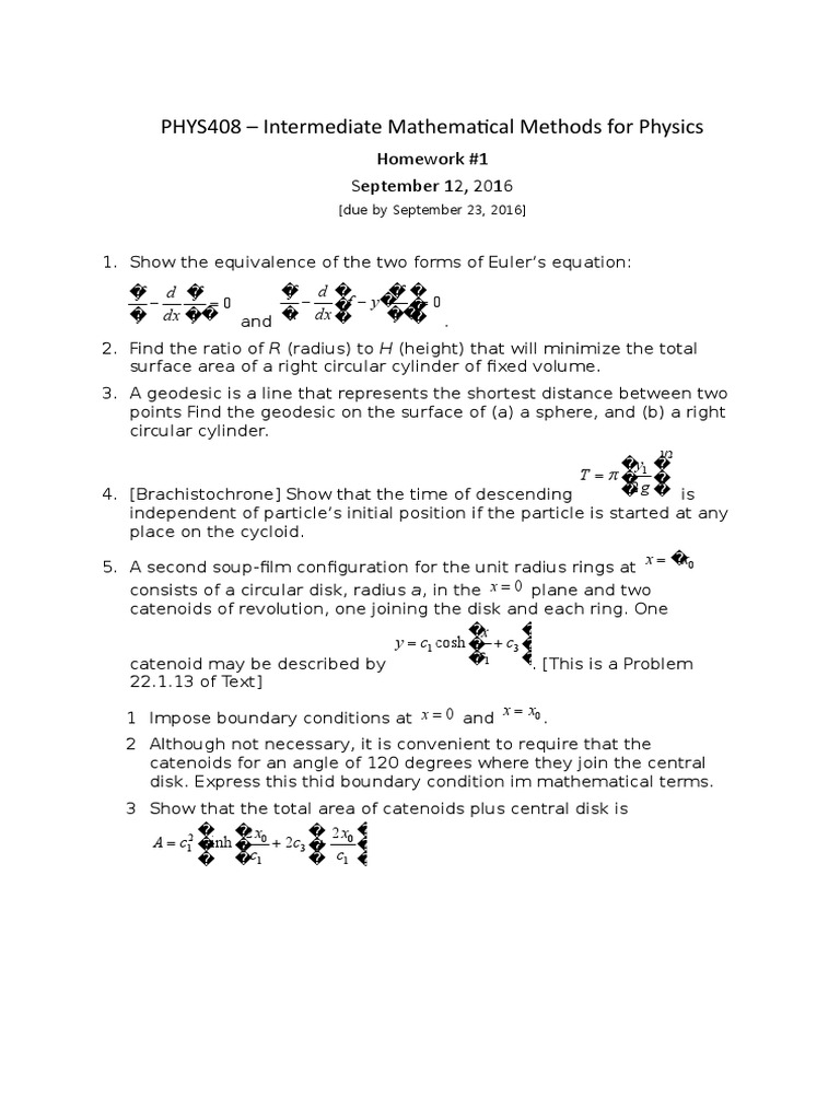 PHYS408 - Intermediate Mathematical Methods For Physics: Homework #1 September 12, 2016 | PDF ...
