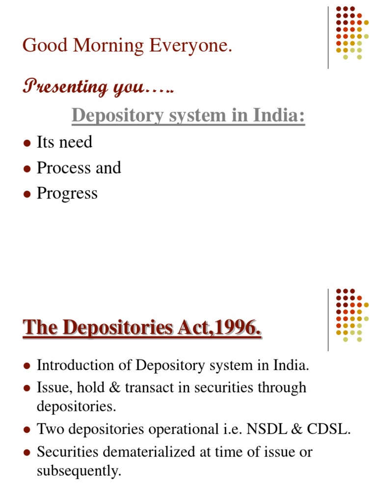 Depository System in India Needs and Progress | PDF | Securities ...