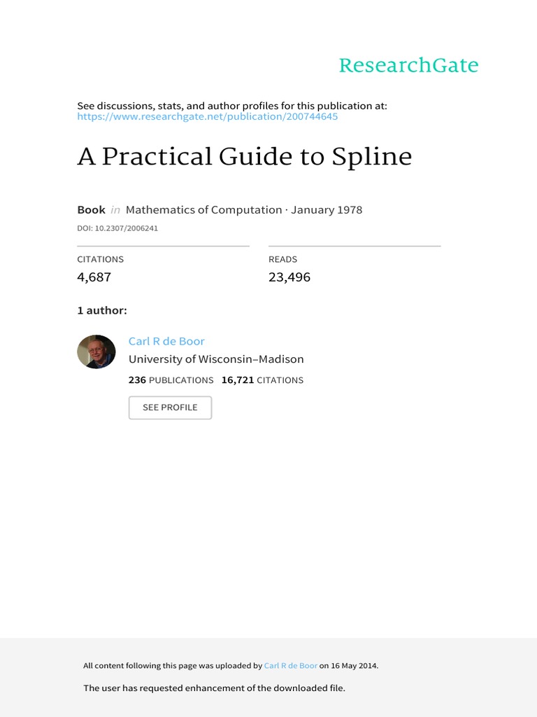 A Practical Guide To Spline | PDF | Interpolation | Spline (Mathematics)