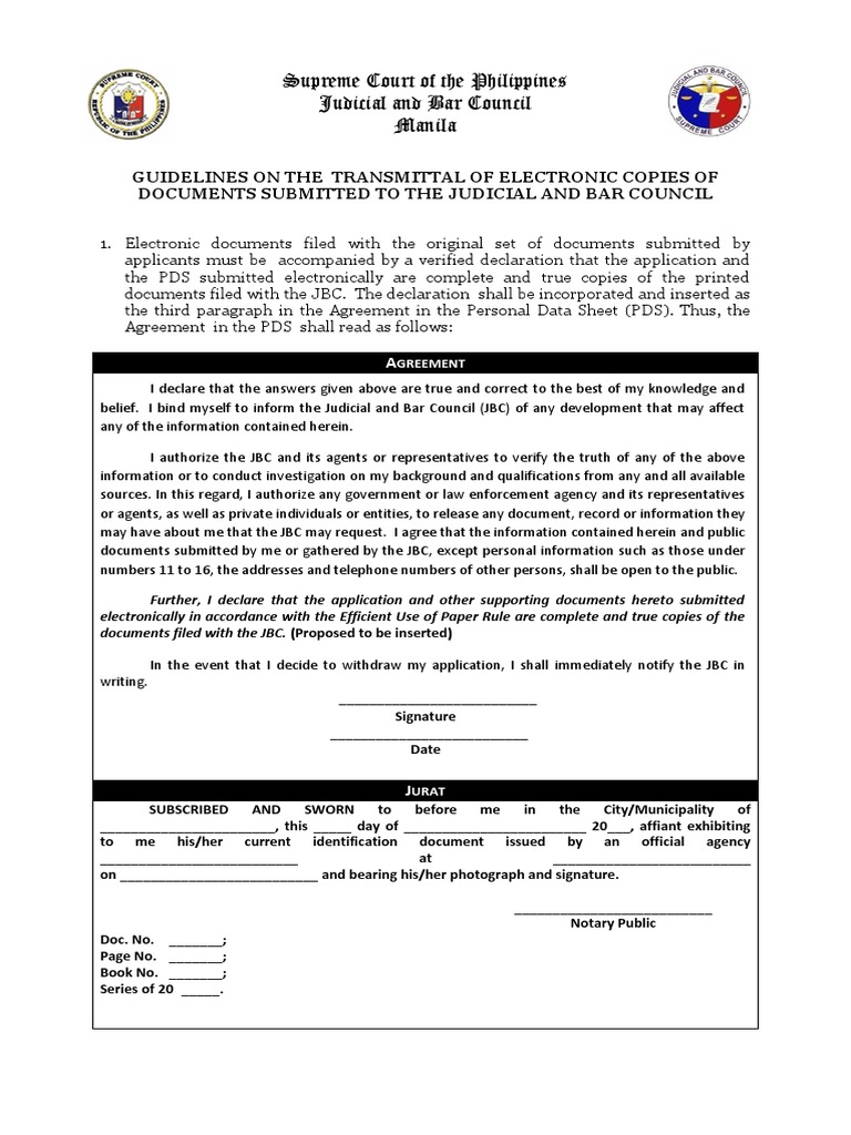 Supreme Court of The Philippines Judicial and Bar Council Manila | PDF ...