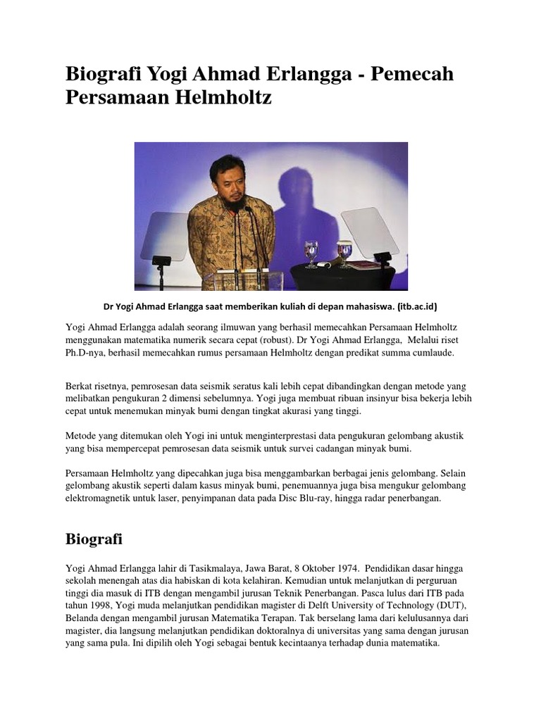Biografi Yogi Ahmad Erlangga | PDF