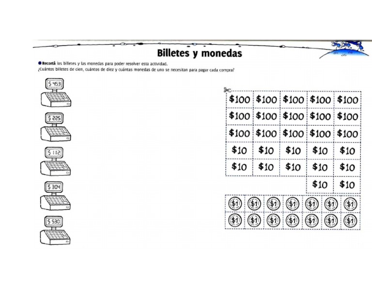 Monedas y Billetes Actividad 2° | PDF