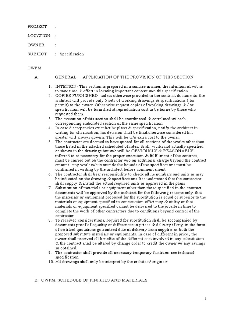 General Specification for Civil Works | PDF | Specification (Technical ...