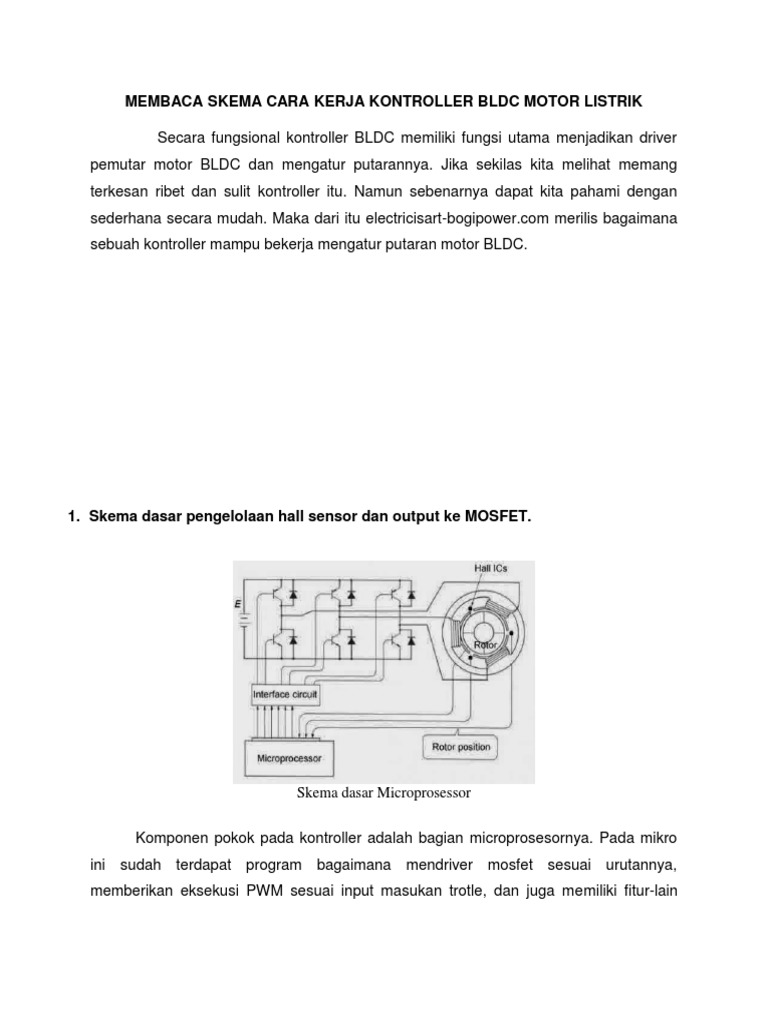 Membaca Skema Cara Kerja Kontroller BLDC Motor Listrik | PDF