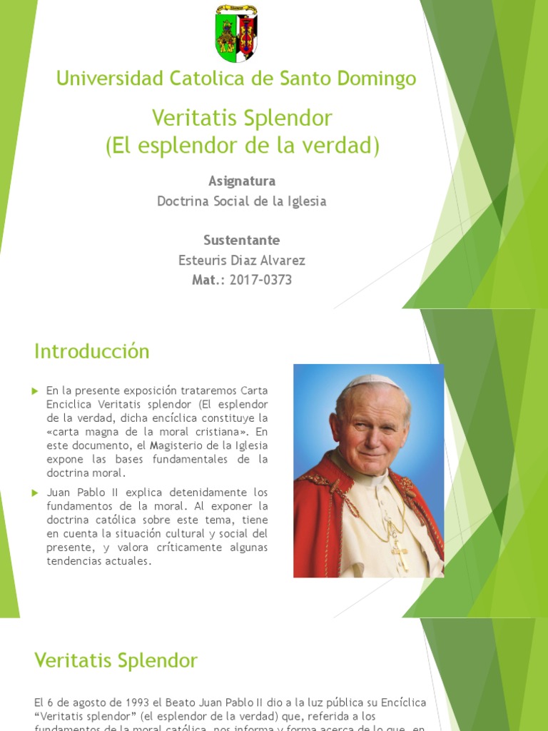 DIAPOSITIVA - Veritatis Splendor | Certeza | Verdad
