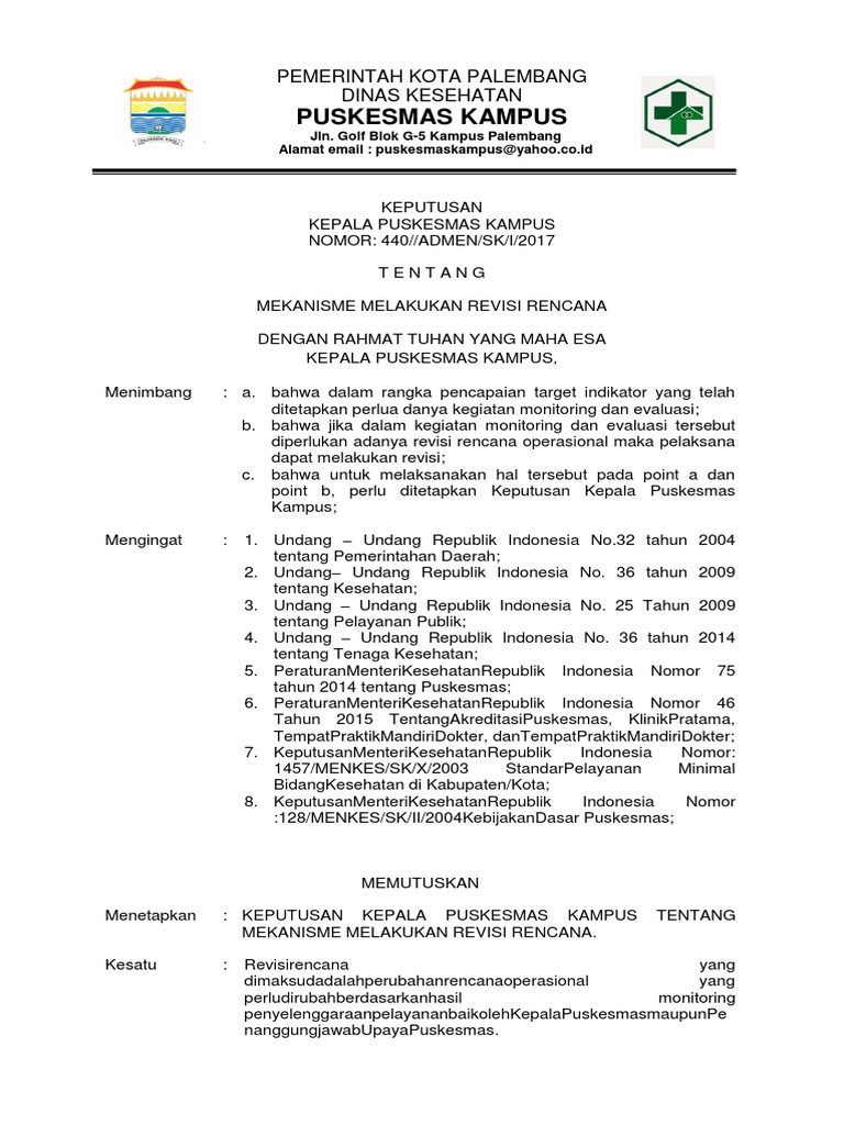 SK Revisi Rencana Program Kegiatan | PDF