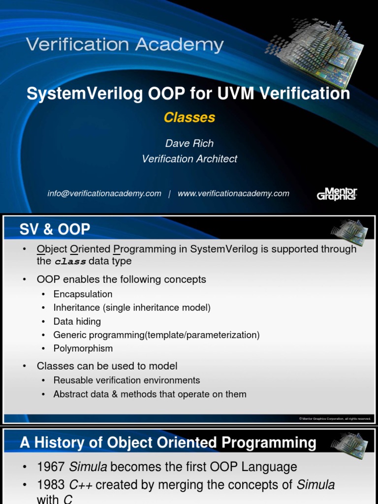 Course Systemverilog Oop For Uvm Verification Session1 Classes Drich | PDF | Object Oriented ...