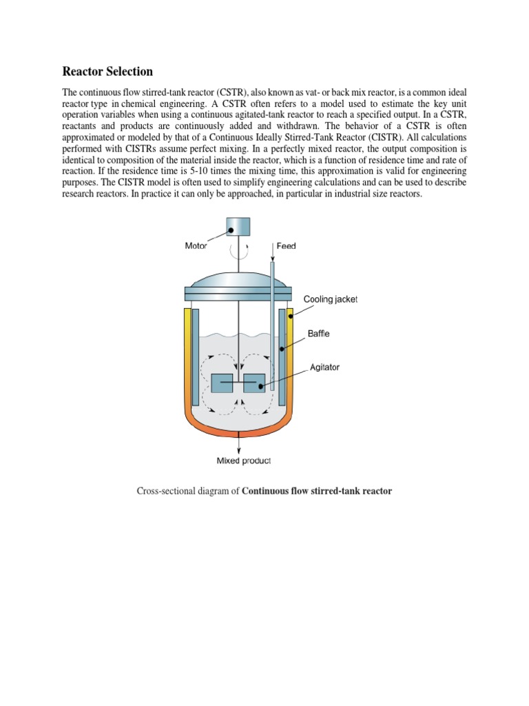 Reactor Selection: Cross-Sectional Diagram of Continuous Flow Stirred ...