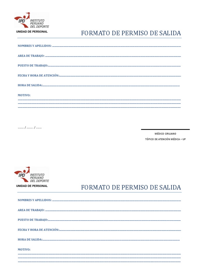 Formato de Permiso de Salida | PDF