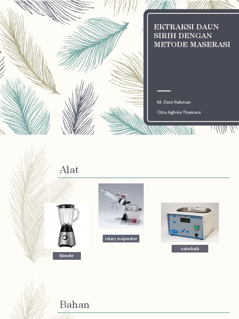 Ekstraksi Daun Sirih dengan Maserasi | PDF | Memasak, Makanan, & Anggur