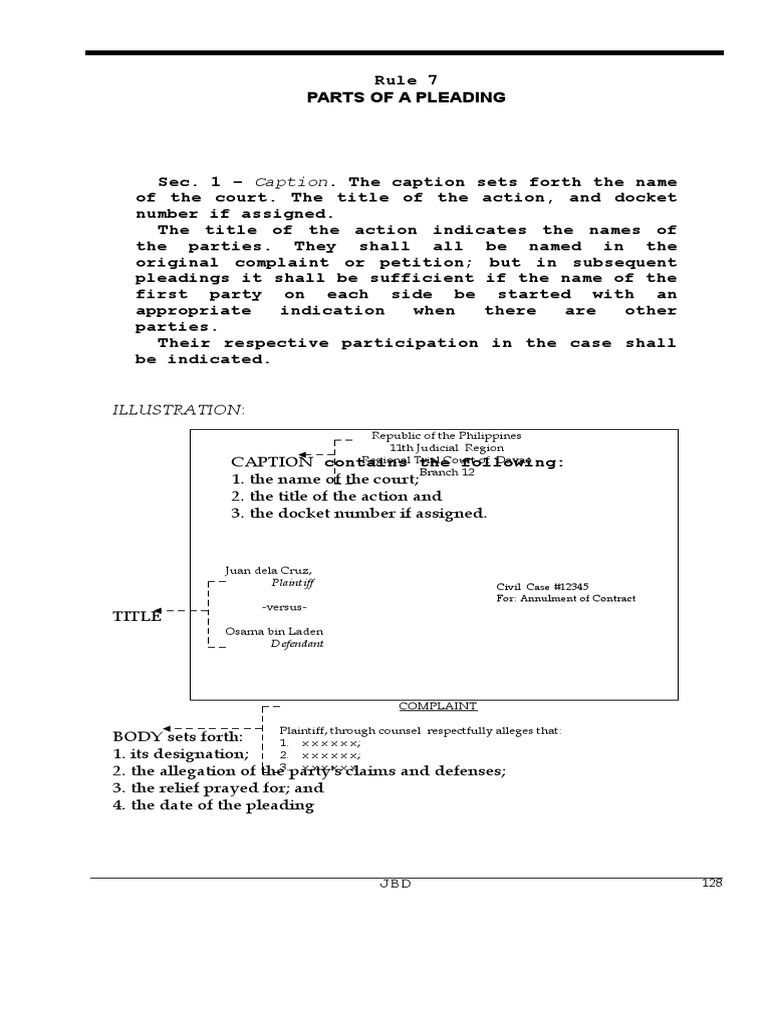 Parts of Pleadings Under Rule 7 | PDF | Affidavit | Pleading