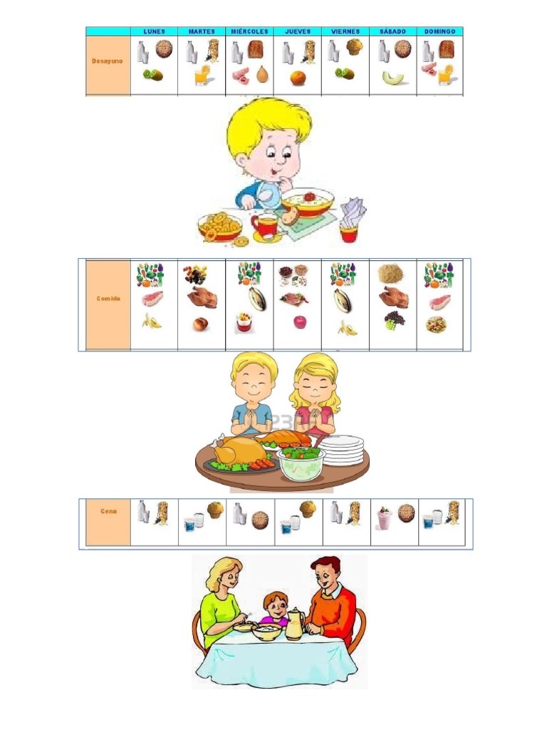 Alimentos de Desayuno Almuerzo y Cena