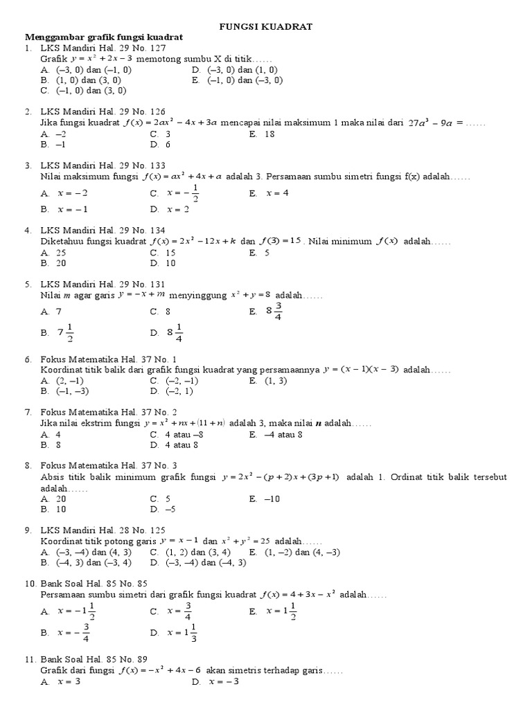 Modul Fungsi Kuadrat | PDF