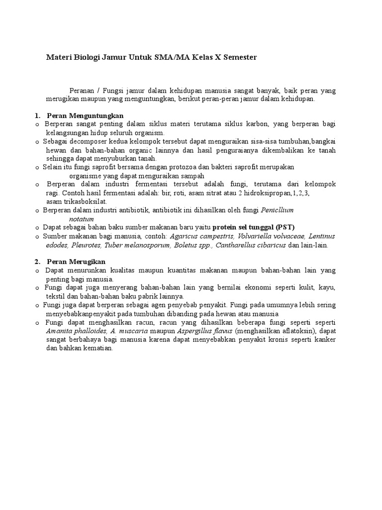 Materi Biologi Jamur Anggi | PDF