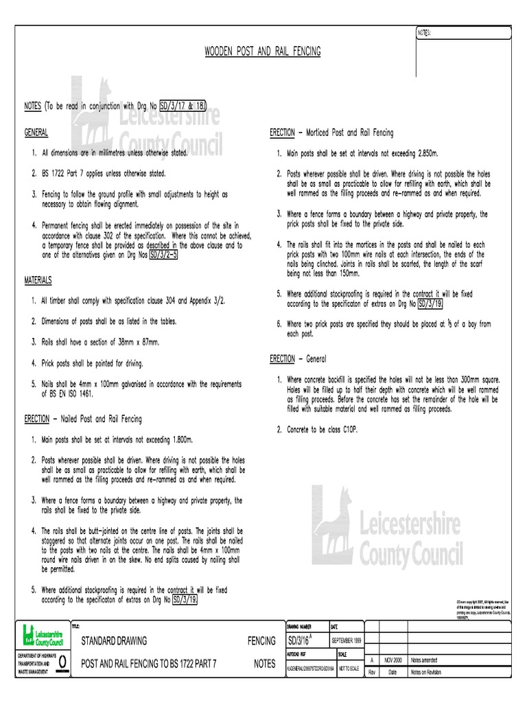 Post and Rail Fencing - Notes PDF | PDF