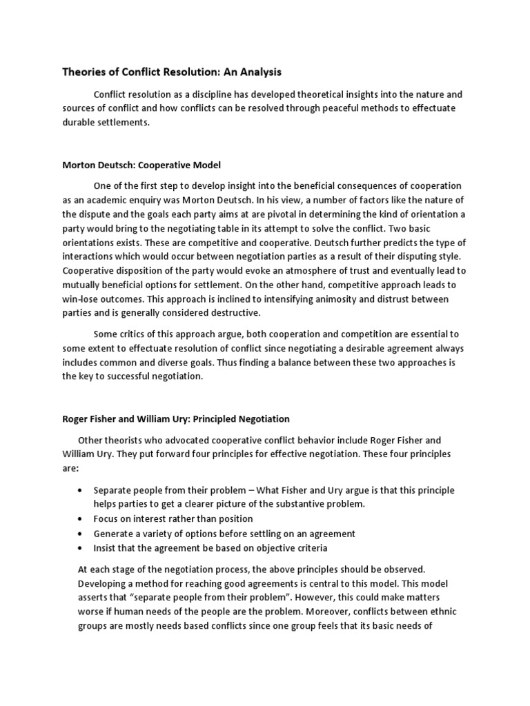 Theories of Conflict Resolution | PDF | Negotiation | Conflict Resolution
