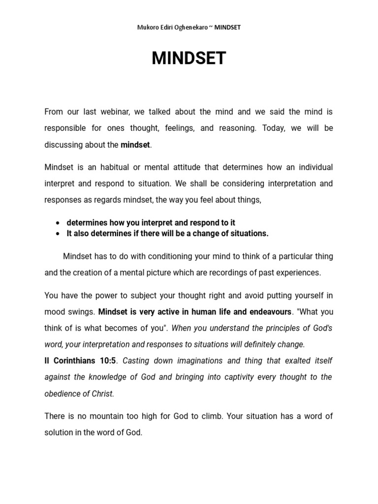 The Mindset | PDF | Thought | Mindset