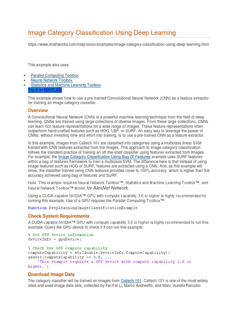 Imp.-Image Category Classification Using Deep Learning-MATLAB | PDF | Support Vector Machine ...