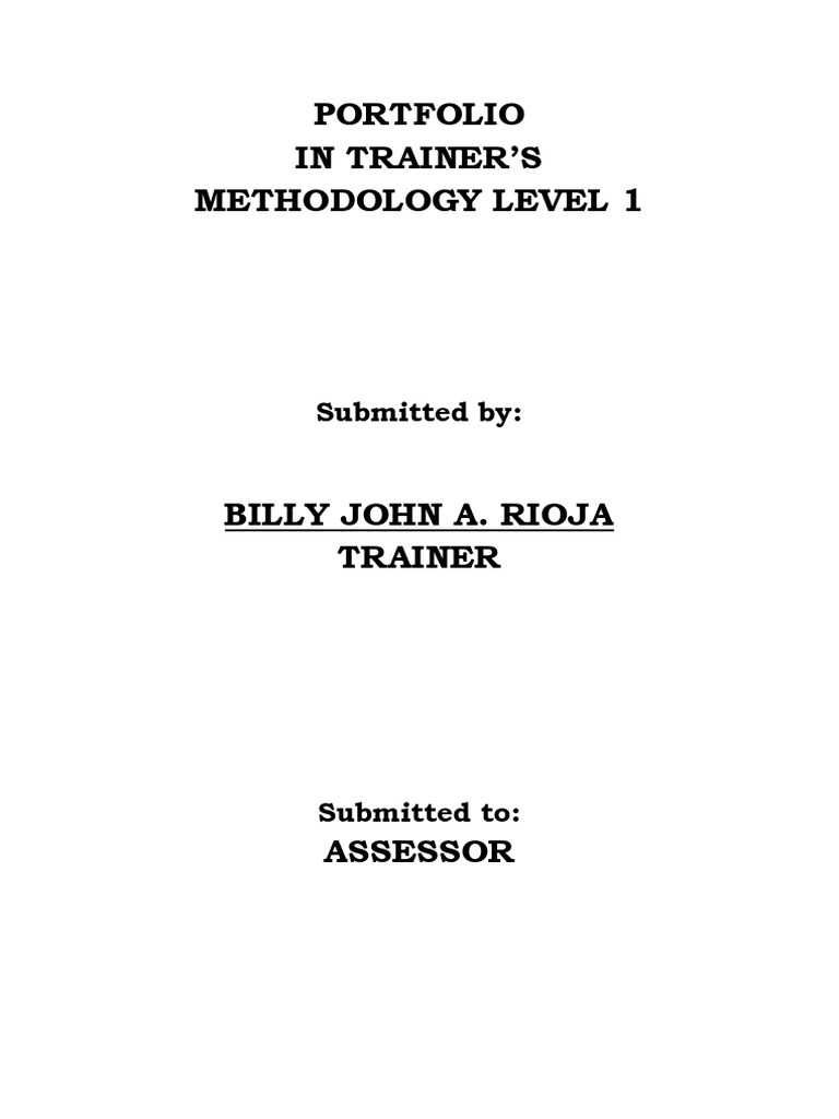Portfolio in Trainer'S Methodology Level 1: Submitted by | PDF