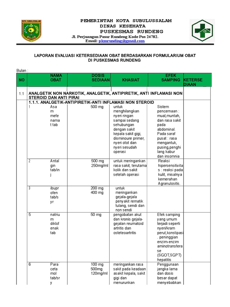 8216bukti Ketersediaan Obat Dengan Daftar Formularium Obat Puskesmas ...