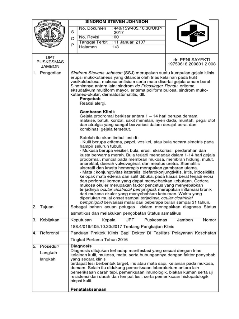 Sop Sindrom Steven Jonshon | PDF