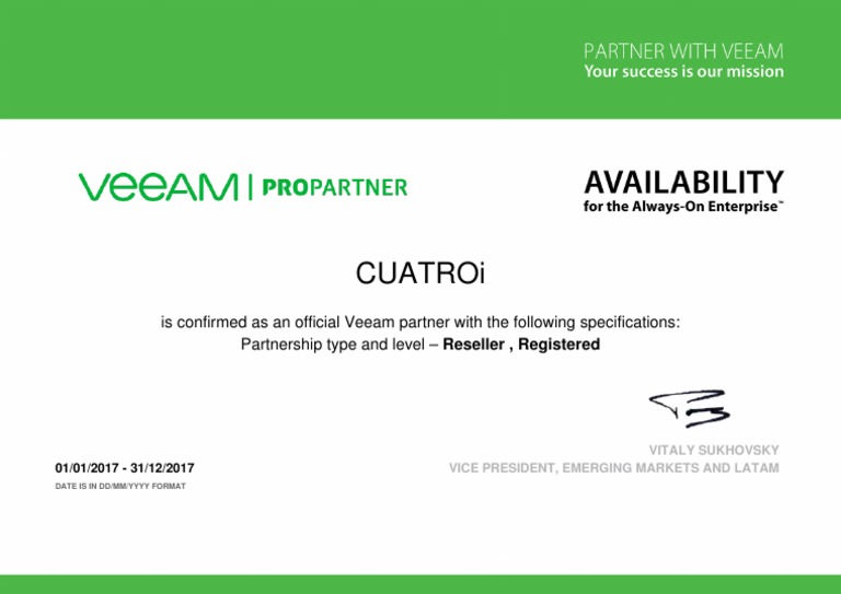 Veeam Affiliation Certificate en | PDF