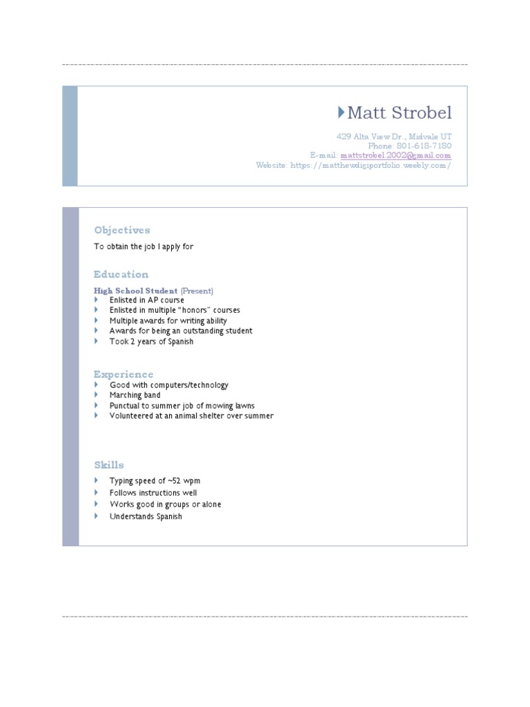 Resume of Matt Strobel | PDF